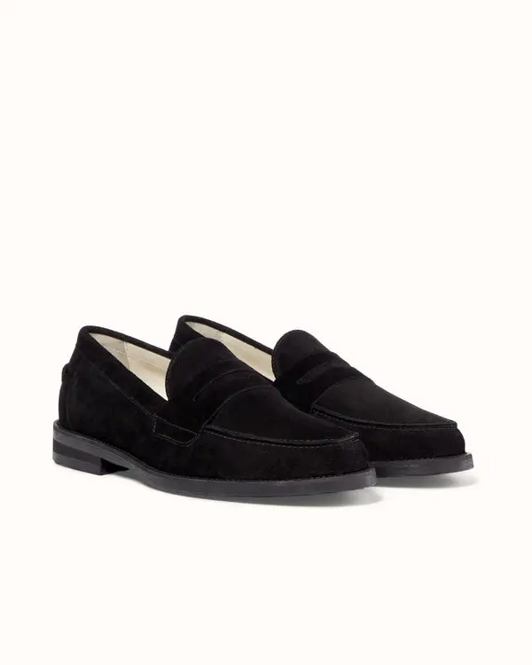 DUKE + DEXTER Wilde Penny Loafer - Black Suede