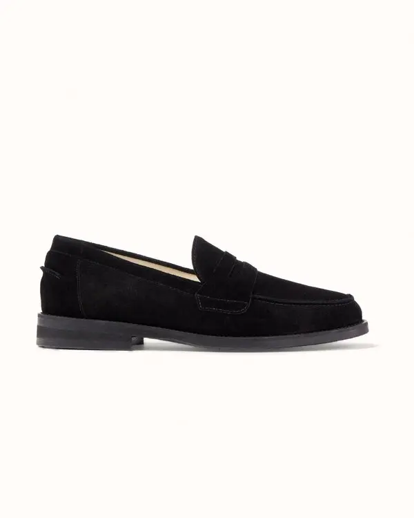 DUKE + DEXTER Wilde Penny Loafer - Black Suede