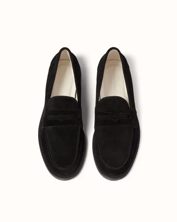 DUKE + DEXTER Wilde Penny Loafer - Black Suede