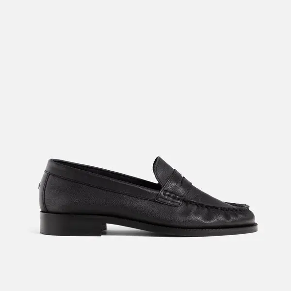DUKE + DEXTER Ezra Tumbled Ruched Loafer - Black