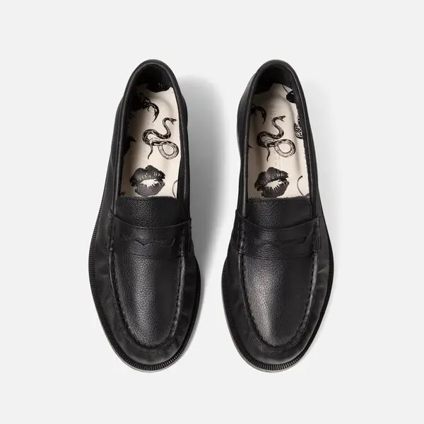DUKE + DEXTER Ezra Tumbled Ruched Loafer - Black