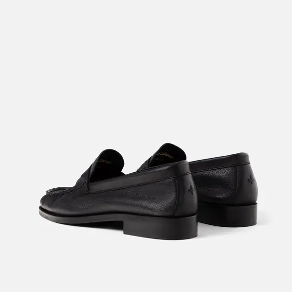 DUKE + DEXTER Ezra Tumbled Ruched Loafer - Black