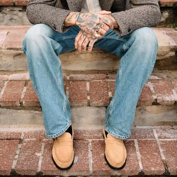 DUKE + DEXTER Ezra Suede Ruched Loafer