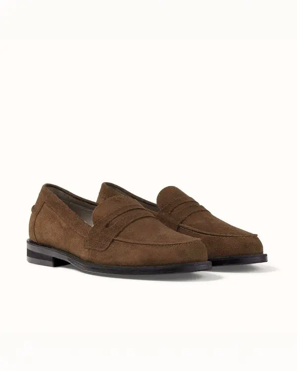 DUKE + DEXTER Wilde Penny Loafer - Brown Suede