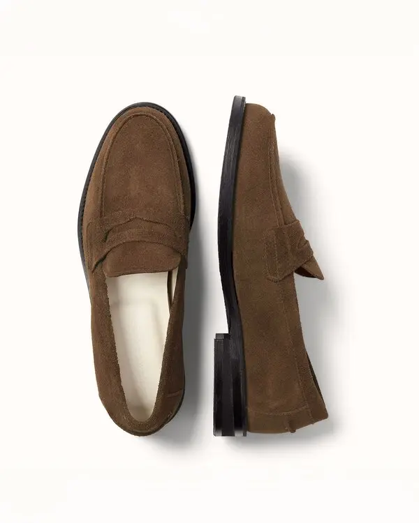 DUKE + DEXTER Wilde Penny Loafer - Brown Suede