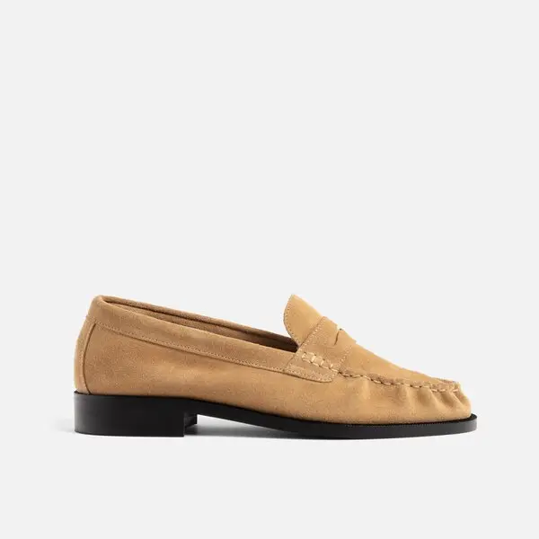 DUKE + DEXTER Ezra Suede Ruched Loafer - Tan