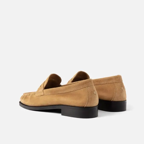DUKE + DEXTER Ezra Suede Ruched Loafer - Tan