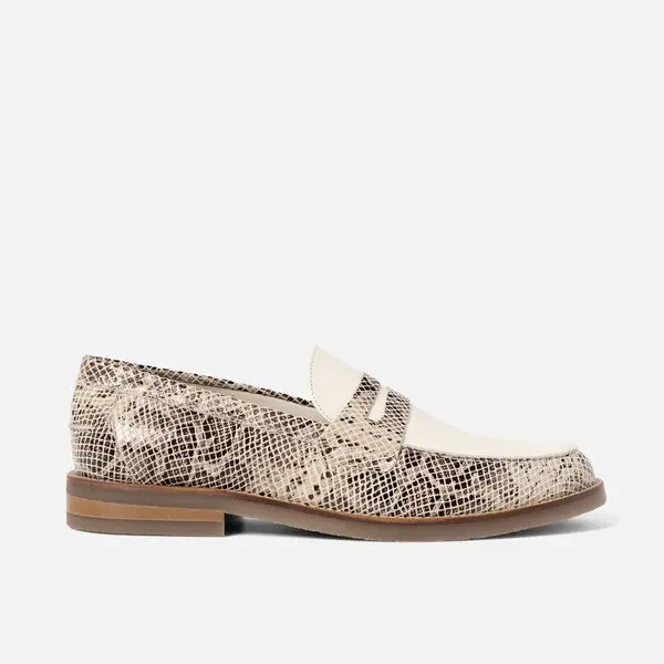 DUKE + DEXTER Peso Penny Loafer - Snakeskin + White