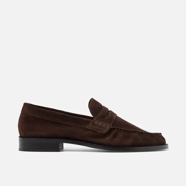 DUKE + DEXTER Suede Penny Loafer - Brown