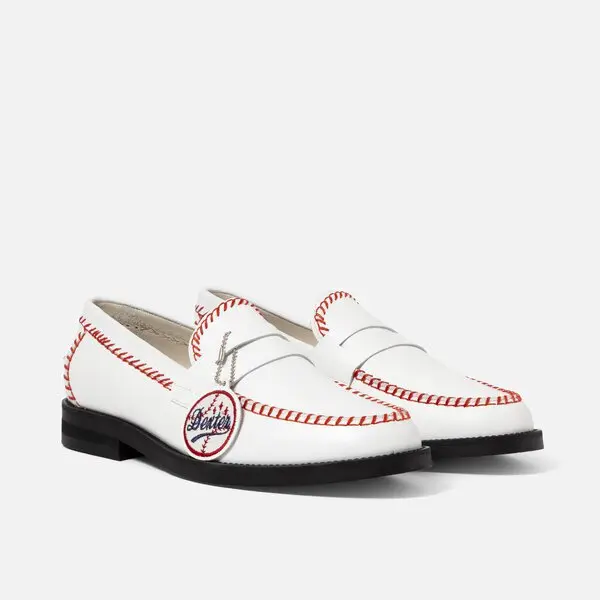 DUKE + DEXTER Wilde Dexter Penny Loafer In White Nappa Leather - Baseball