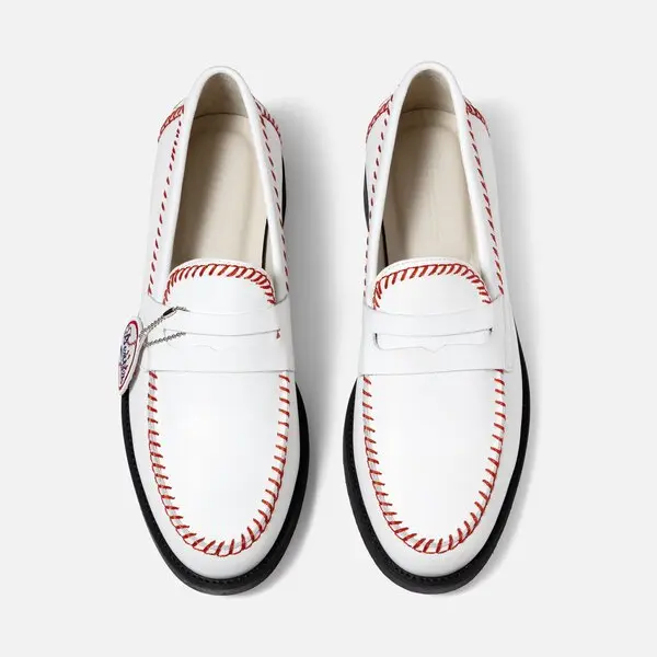 DUKE + DEXTER Wilde Dexter Penny Loafer In White Nappa Leather - Baseball
