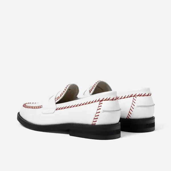 DUKE + DEXTER Wilde Dexter Penny Loafer In White Nappa Leather - Baseball