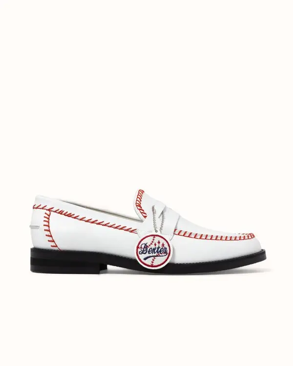 DUKE + DEXTER Wilde Dexter Penny Loafer In White Nappa Leather - Baseball