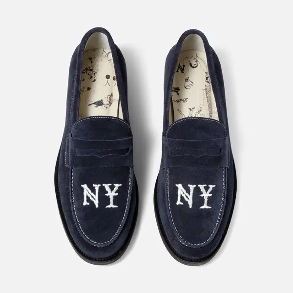 DUKE + DEXTER Wilde Suede Penny Loafer - Ny Navy