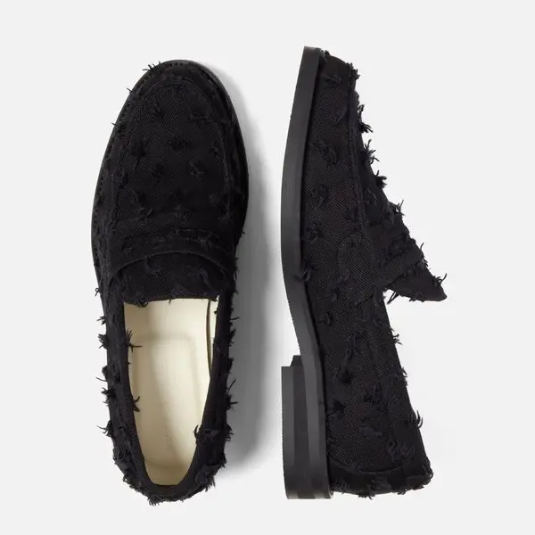 DUKE + DEXTER Wilde Punched Denim Penny Loafer - Black