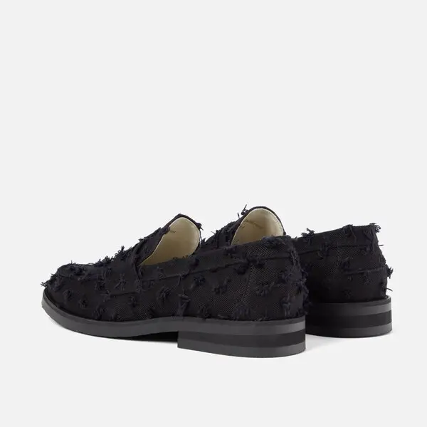 DUKE + DEXTER Wilde Punched Denim Penny Loafer - Black