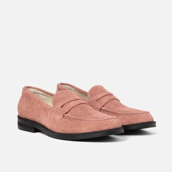 DUKE + DEXTER Wilde Hairy Suede Penny Loafer - Pink
