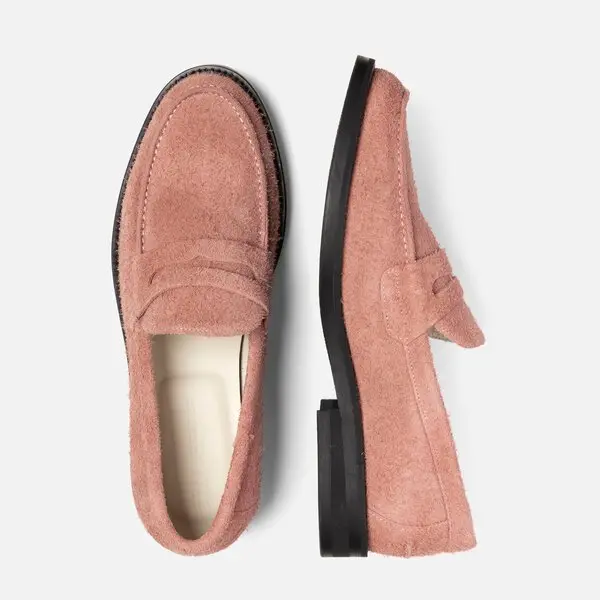 DUKE + DEXTER Wilde Hairy Suede Penny Loafer - Pink