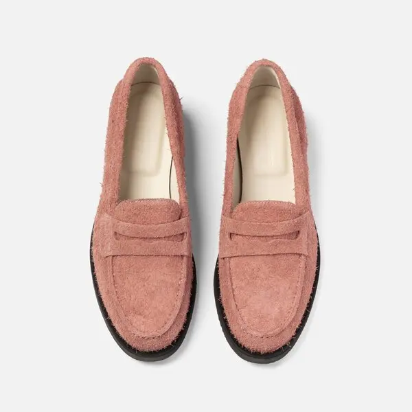 DUKE + DEXTER Wilde Hairy Suede Penny Loafer - Pink