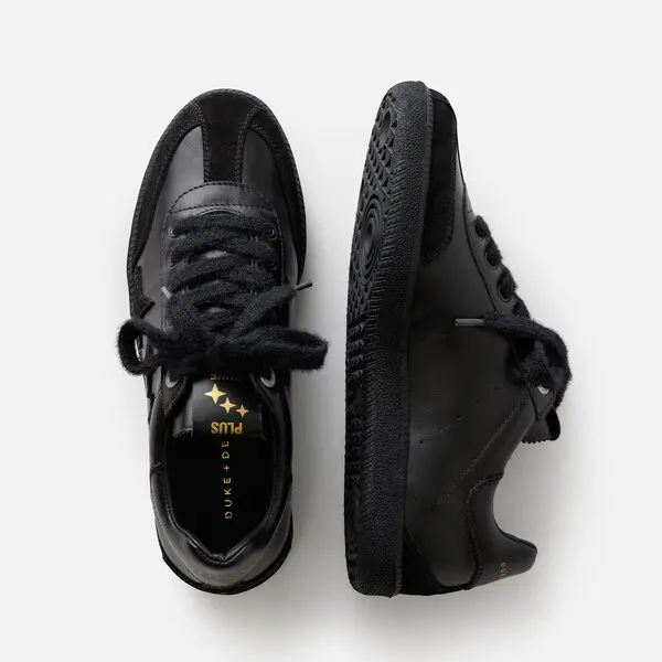 DUKE + DEXTER Plus Duke Leather And Suede Sneakers With Detachable Leopard Print Pony Hair Tongues - Black