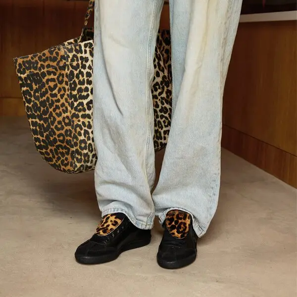 DUKE + DEXTER Plus Duke Leather And Suede Sneakers With Detachable Leopard Print Pony Hair Tongues - Black