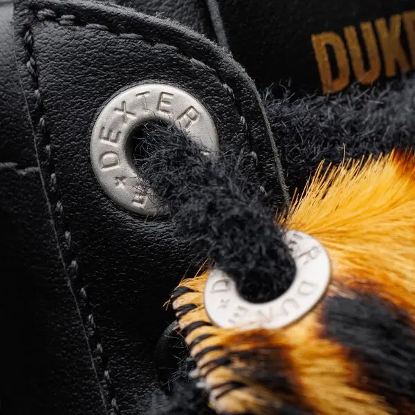 DUKE + DEXTER Plus Duke Leather And Suede Sneakers With Detachable Leopard Print Pony Hair Tongues - Black