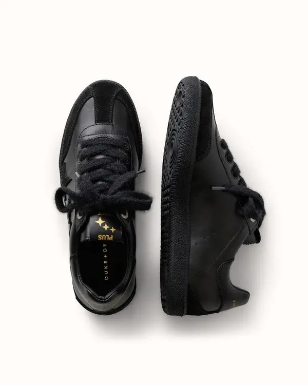 DUKE + DEXTER Plus Duke Leather And Suede Sneakers With Detachable Leopard Print Pony Hair Tongues - Black