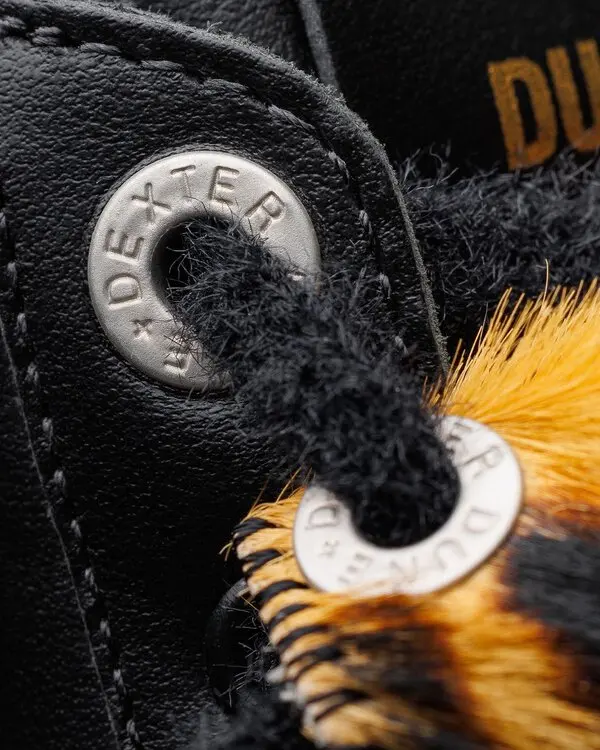 DUKE + DEXTER Plus Duke Leather And Suede Sneakers With Detachable Leopard Print Pony Hair Tongues - Black