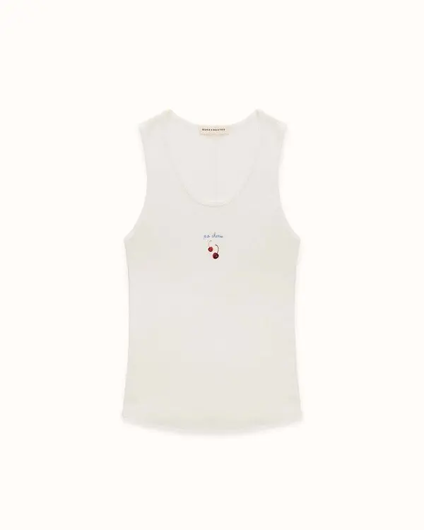 DUKE + DEXTER Rib-knitted Tank With Print - Cherry