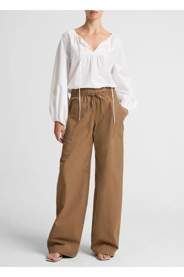 Vince Cotton Double-waist Drawstring Pant - Natural