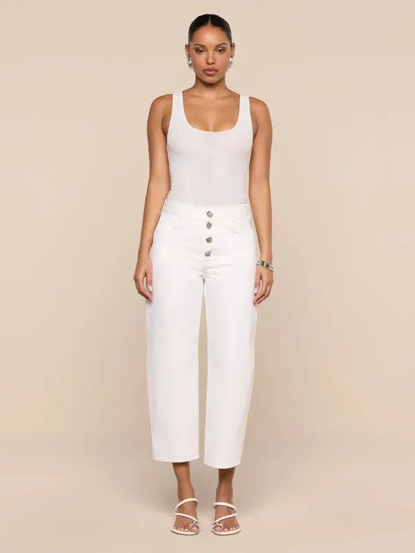 L'Agence Liora Cropped Jeans - Blanc