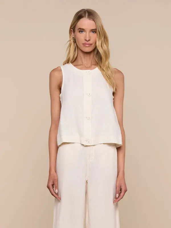 L'Agence Foster Linen Top - Vintage White