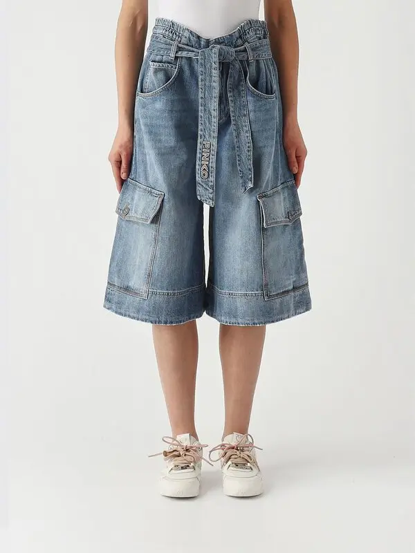 Pinko Cotton Cargo Shorts - Denim