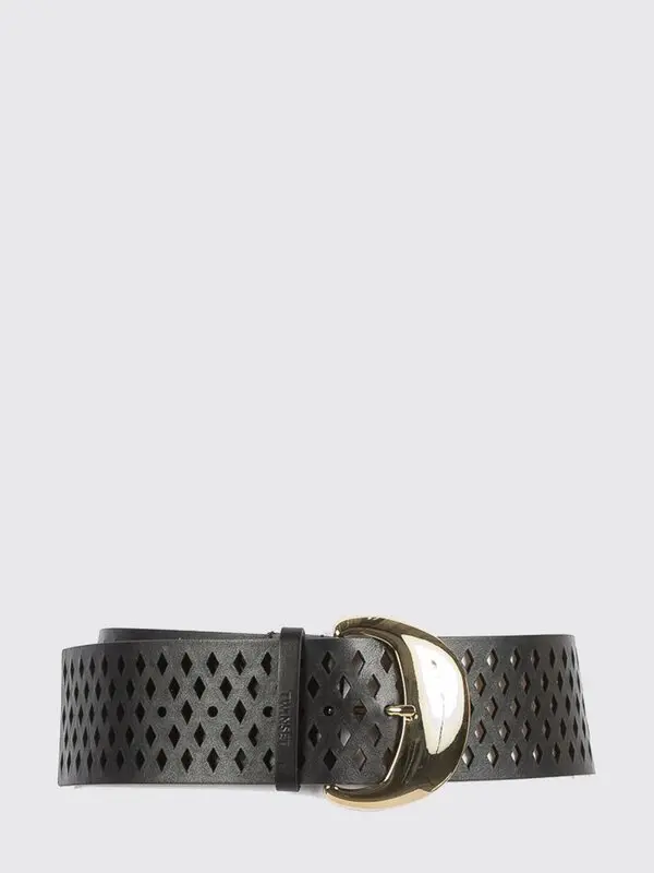 TWINSET Leather Belt With Gold Tone Buckle