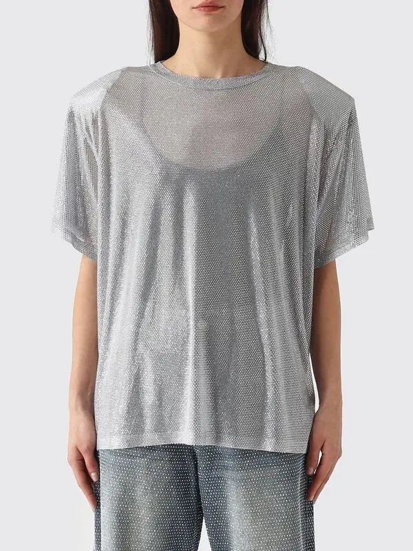 TWENTY FOURHAITCH Mesh Top With Rhinestones - Silver