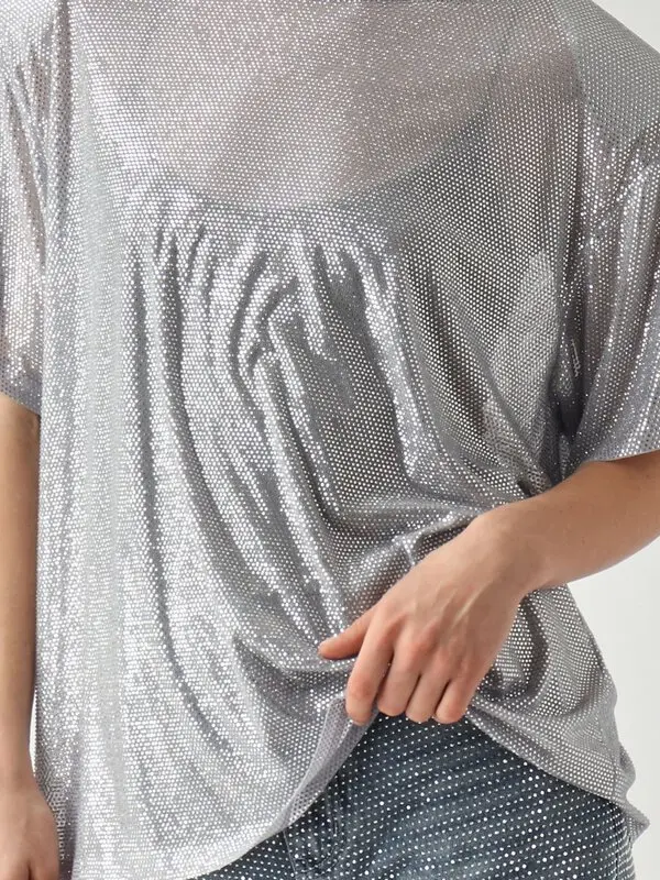 TWENTY FOURHAITCH Mesh Top With Rhinestones