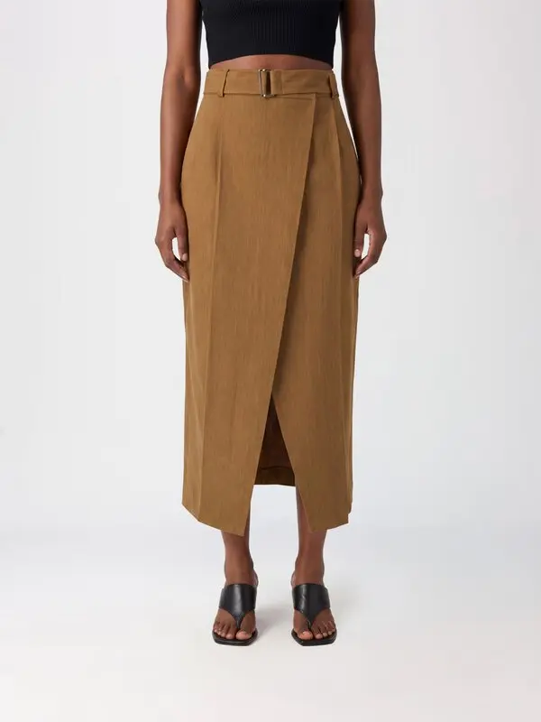 TELA Belted Midi Skirt - Brown