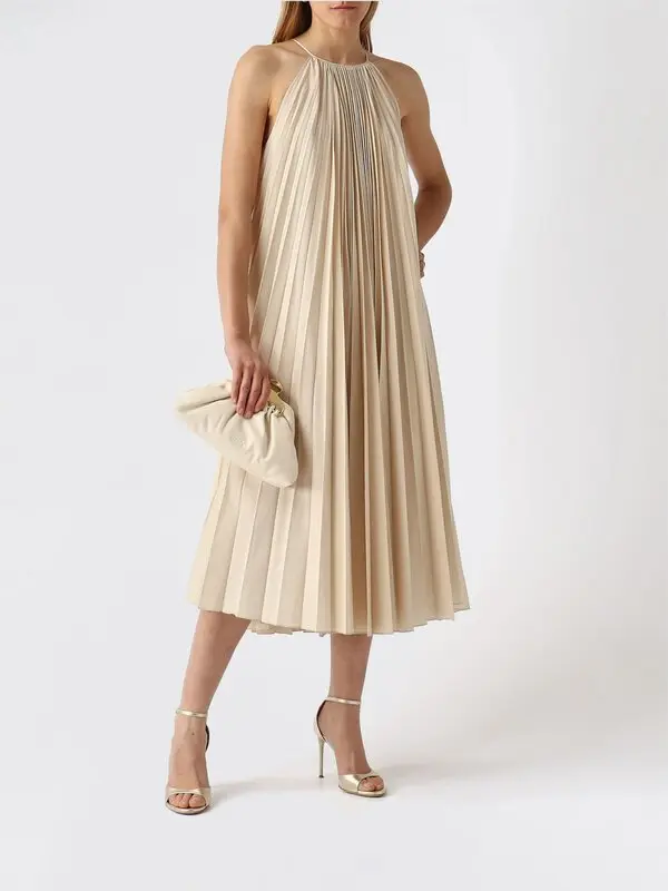 Liviana Conti Pleated Off-the-shoulder Cotton Blend Midi Dress