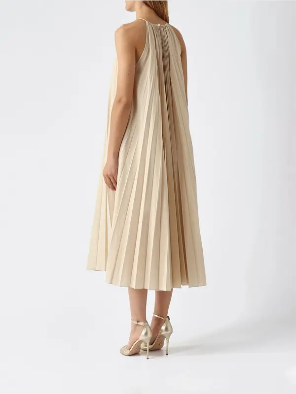 Liviana Conti Pleated Off-the-shoulder Cotton Blend Midi Dress