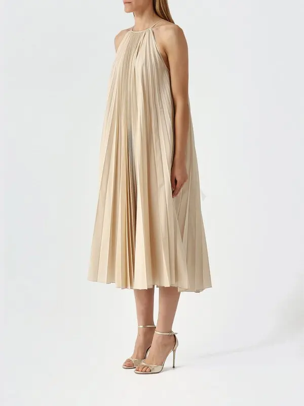 Liviana Conti Pleated Off-the-shoulder Cotton Blend Midi Dress