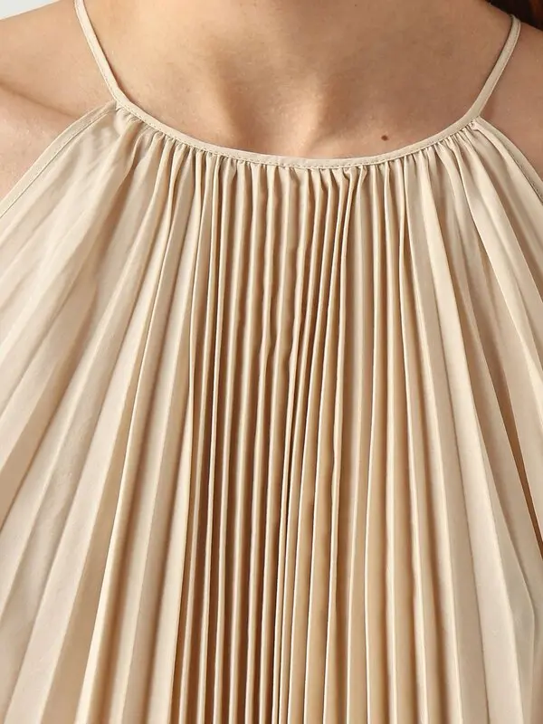 Liviana Conti Pleated Off-the-shoulder Cotton Blend Midi Dress