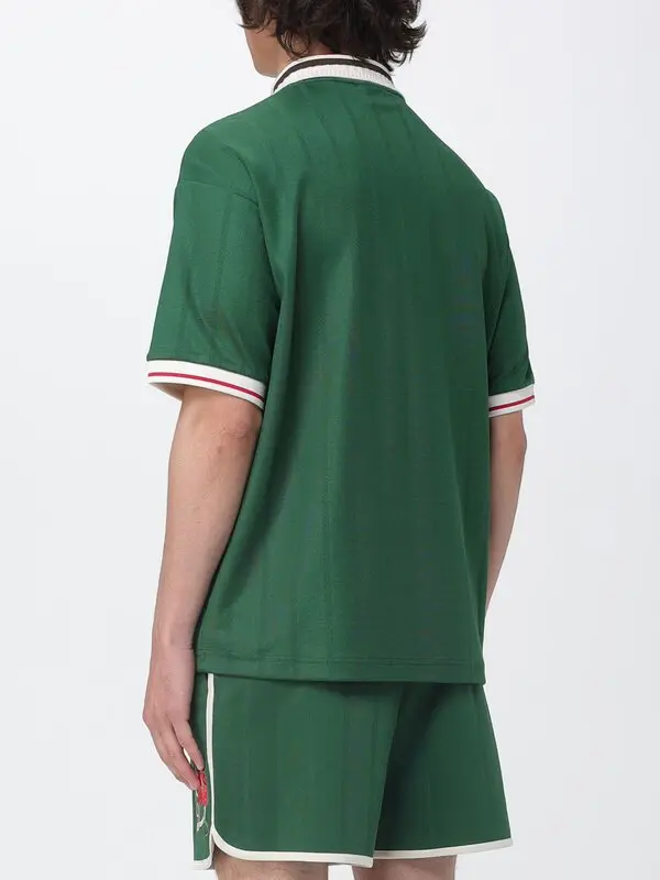 Drole De Monsieur D Hibiscus Cotton Blend Polo Shirt - Forest Green