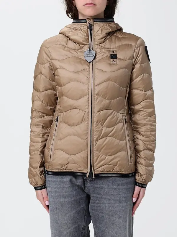 BLAUER. Quilted Down Jacket With Hood - Beige