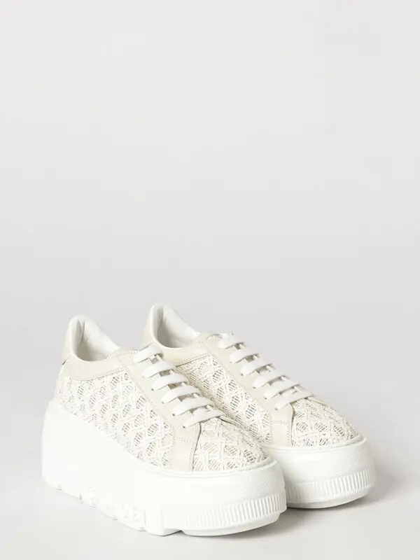 Casadei Platform Lace Up Sneakers - Beige
