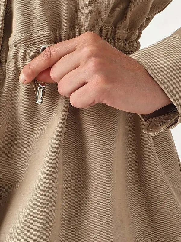 FAY Linen And Viscose Blend Shirt Jacket With Drawstring Waist - Brown