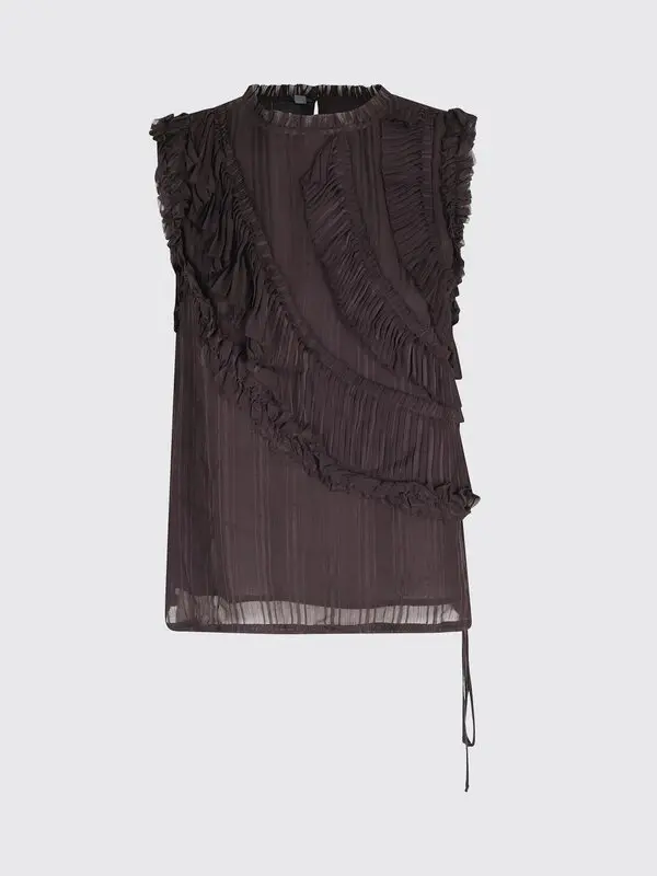 Pinko Sleeveless Viscose Top With Ruffles