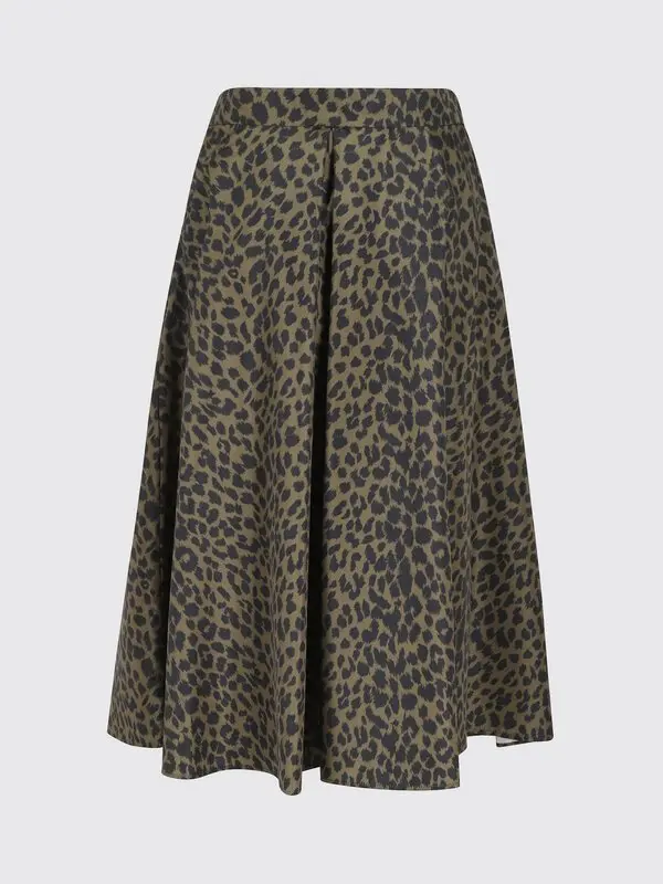Aspesi Pleated Midi Skirt With Animal Print - Brown