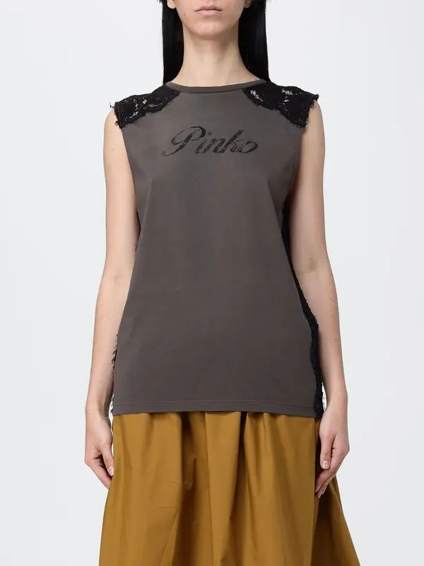 Pinko Lace Trim T-shirt - Brown