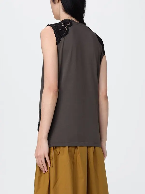 Pinko Lace Trim T-shirt - Brown