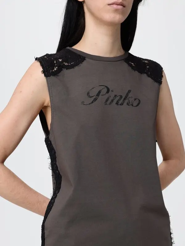Pinko Lace Trim T-shirt - Brown